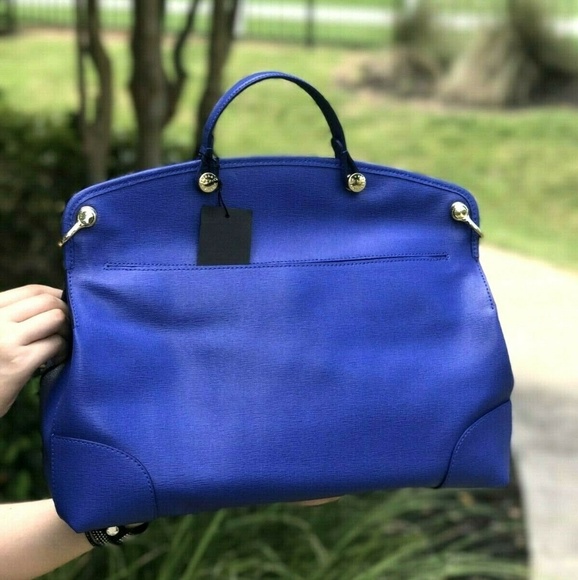 Furla | Bags | Furla Piper Lg Leather Top Handle Bag Indigo Blue | Poshmark